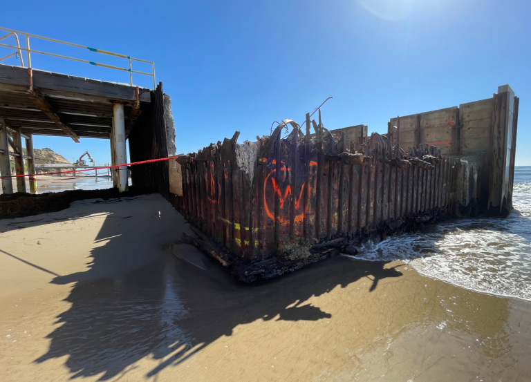 Removal of Last Two Oil Piers at Haskell’s Beach in Progress | The ...